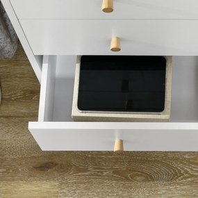 HOMCOM Komoda se 3 zásuvkami do ložnice s nohami z borovicového dřeva pro obývací pokoj, kancelář, ložnici, nosnost 70 kg, 80x30x80 cm, bílá