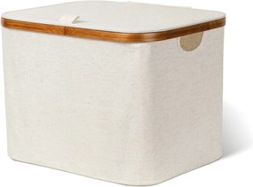 Krémový látkový úložný box s víkem 40,5x33x30 cm Bamboo/Linen – Bigso