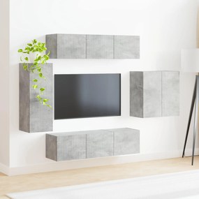 Sada televizního nástěnného kabinetu 6 ks Betonově šedá 3408946