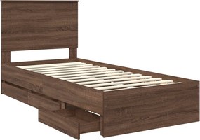 Rám postele se zásuvkou Hnědý dub 90 x 200 cm Inženýrské dřevo 3409509