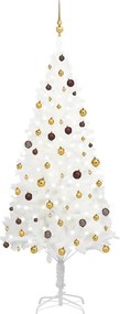 vidaXL Umělý vánoční stromek s LED a sadou koulí 240 cm [3077550] Barva: zlatá