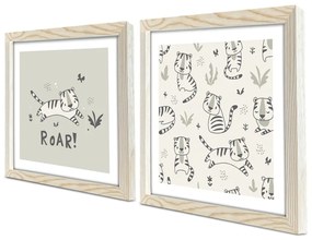 Dětské obrázky v sadě 2 ks 33x33 cm Roar – Wallity