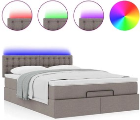 Osmanská postel s matrací &amp; LED Taupe 140x200 cm Látka 3312482