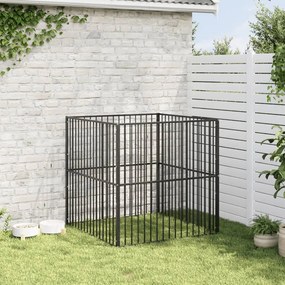 Ohrádka pro psy 4 panely černá pozinkovaná ocel 172209