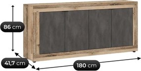 Komoda Leniza 180, dub natural / grafit