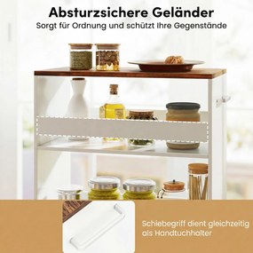 Costway 25 cm Slim Kitchen Cart 4 Tier Rolling Storage Cart White a Rustic Brown