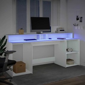 Psací stůl s LED světly bílý 200 x 55 x 91 cm kompozitní dřevo 3309438