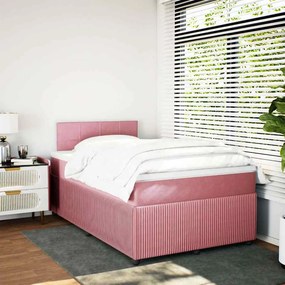 Box spring postel s matrací růžová 120 x 200 cm samet 3290015
