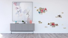 Samolepka na zeď Cihle a Květiny | 65 x 85 cm | DF1021