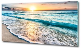 Wallmuralia Foto obraz sklo tvrzené Západ slunce pláž 100x50
