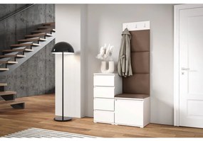 Eka Předsíňová stěna s čalouněnými panely Trinity 36 - Bílá / Hnědá 2307