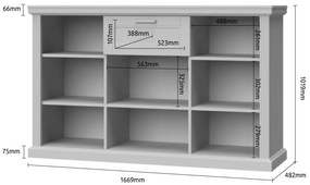 Široká komoda Artis - šedá/ořech pacific