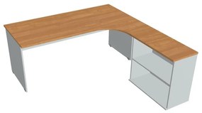 Sestava stolu a skříně levá 180 cm - Hobis Gate GE 1800 H L Dekor stolové desky: olše, Dekor lamino podnože: šedá