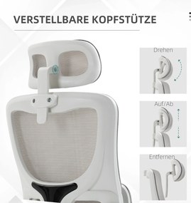 Ergonomická kancelářská židle Vinsetto, pracovní židle s nastavitelnými opěrkami, opěrkou hlavy, naklápěcí funkcí, výškově nastavitelná otáčecí židle…