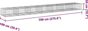 Gabionový koš s víkem 700 x 100 x 50 cm pozinkované železo 3295184