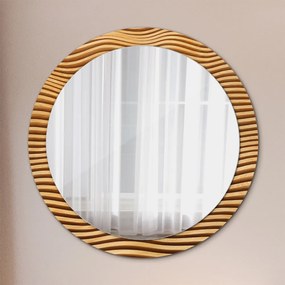 Kulaté dekorativní zrcadlo Dřevěná vlna fi 90 cm