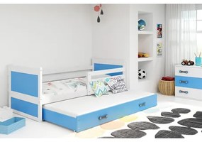 Dětská postel s výsuvnou postelí RICO 200x90 cm Modrá Bílá