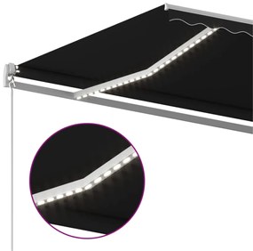vidaXL Marketos Ručně zatahovací markýza s LED světlem 400 x 350 cm antracitová