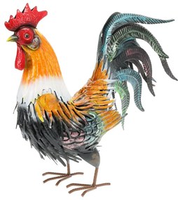 Zahradní kovová figurka Rooster 1, 40,5 cm, vícebarevná