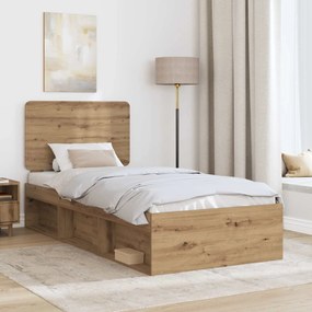 Rám postele Umělecký dub 100 x 200 cm Masivní borové dřevo 3412532