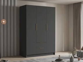 Šatní skříň Cumair I 150, Barva: černá / černá + zlatá