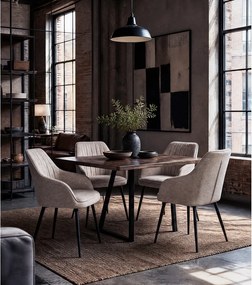 Béžové čalouněné jídelní křeslo s područkami Nolan – Unique Furniture