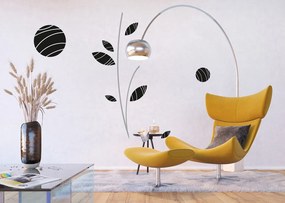 Samolepka na zeď Černo-Bílá Abstrakce s Květinami | 65 x 85 cm | DFL0486