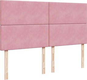 Box spring postel s matrací růžová 200x200 cm samet 3292429