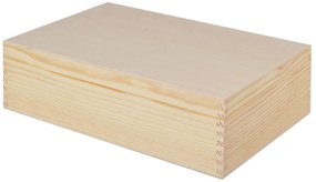 Dřevěná krabička s víkem a zapínáním - 35 x 25 x 10 cm, přírodní