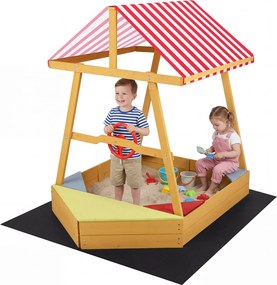 Costway Pískoviště se střešní lodí dřevěné pískoviště s – 103 × 135 × 140 cm