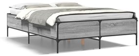 Rám postele šedý sonoma 140 x 200 cm kompozitní dřevo a kov - Default Title