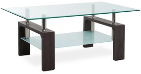 Konferenční stůl, čiré / mléčné sklo, MDF, 3D dekor přech - AF-1020 WAL