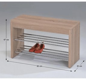 Kondela Lavice s botníkem, dub sonoma / chrom, LUSIA