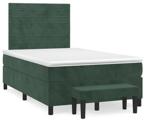 Box spring postel s matrací tmavě zelená 120x190 cm samet