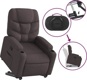 Zvedací polohovací křeslo tmavě hnědé textil 3204601