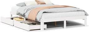 Rám postele se zásuvkami bílý 135 x 190 cm masivní borovice 3301939