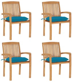 vidaXL Stohovací zahradní židle s poduškami 4 ks masivní teak