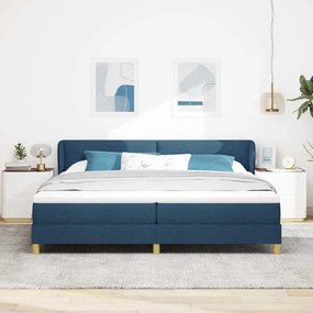 Postel s boxspringem s čelo Modrá 200 x 200 cm textil 3340240