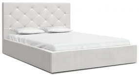Luxusní postel MAOMA 180x200 s kovovým zdvižným roštem BÍLÁ