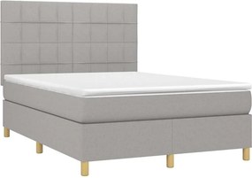 Box spring postel s matrací a LED světle šedá 140x190 cm textil 3135429