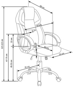Kancelářské křeslo BARTON – kov, ekokůže, černá / bílá Halmar