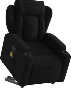 Zvedací masážní polohovací křeslo černé textil 3204496