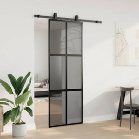 Posuvné dveře se sadou kování černé 76x205 cm Tvrzené sklo 3375916