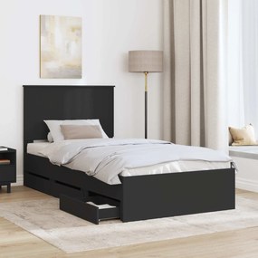 Rám postele se zásuvkou Černá 100 x 200 cm Inženýrské dřevo 3411146