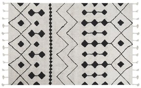 Bavlněný koberec 140 x 200 cm bílý/černý KHEMISSET Beliani