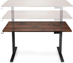 Elektrický psací stůl 140 x 60 cm Biago - hnědý