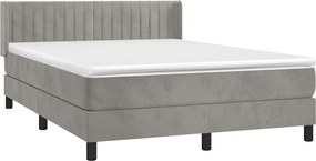 Box spring postel s matrací světle šedá 140x190 cm samet 3131075