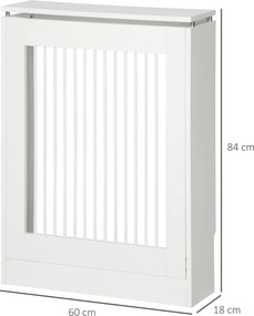 HOMCOM Moderní Kryt Radiátoru z MDF Malovaný Kryt Radiátoru s Horní Policí pro Obývací Pokoj, Ložnici a Kancelář 60x18x84 cm Bílý