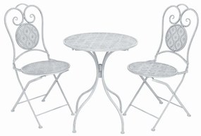 vidaXL 3dílný bistro set ocelový šedobílý