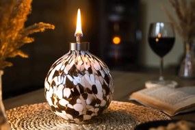 Skleněná olejová lampa SCUTI – Krémová mocha
